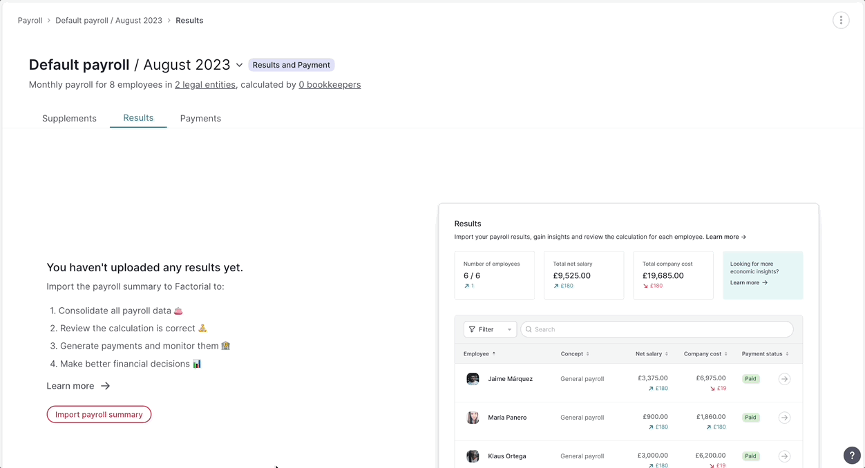 Factorial — How to manage payroll results